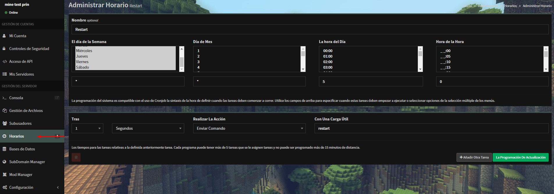 Reiniciar automáticamente el servidor de minecraft a una hora ...